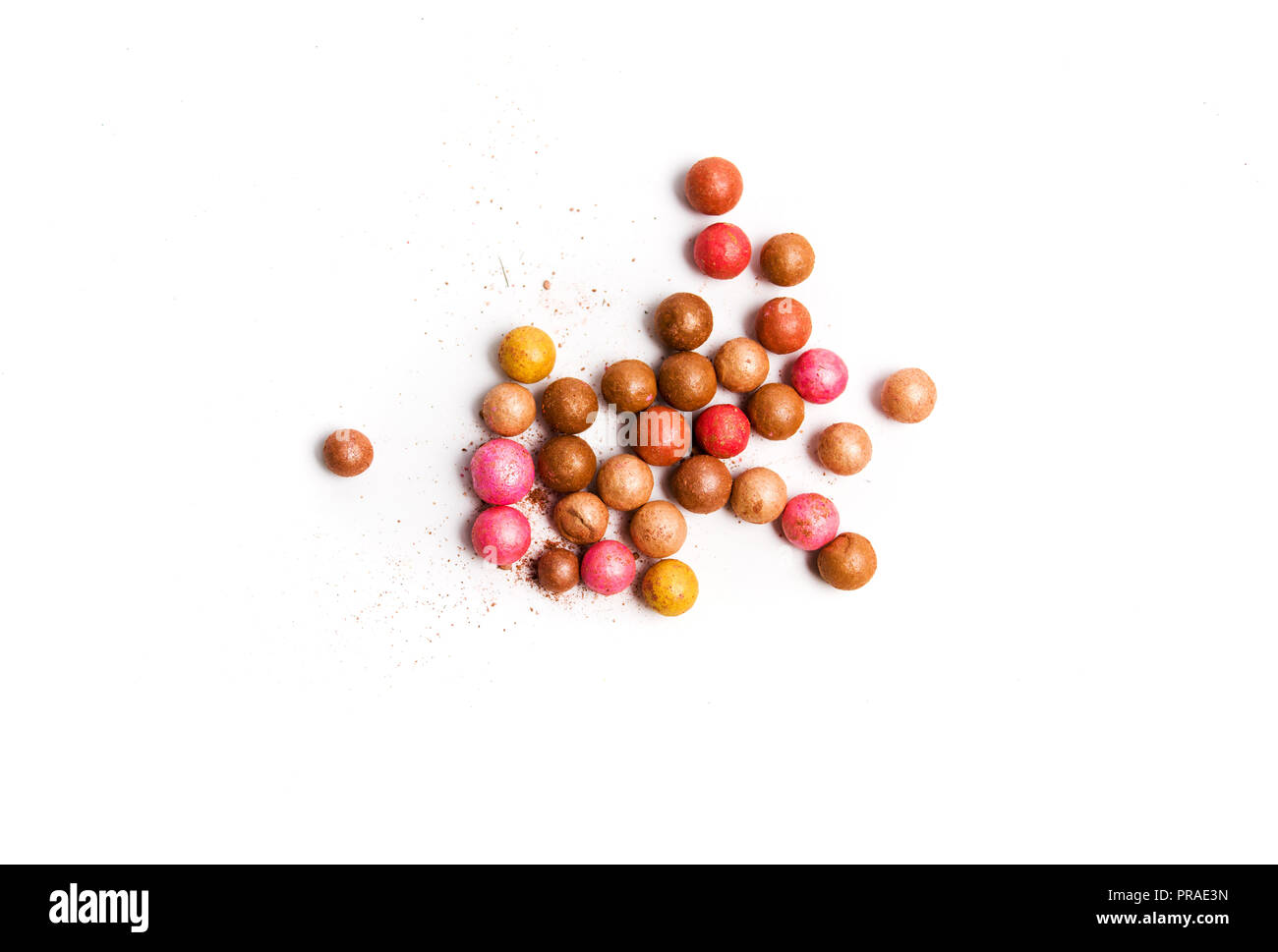 Pink and purple makeup balls on white background isolated Stock Photo ...