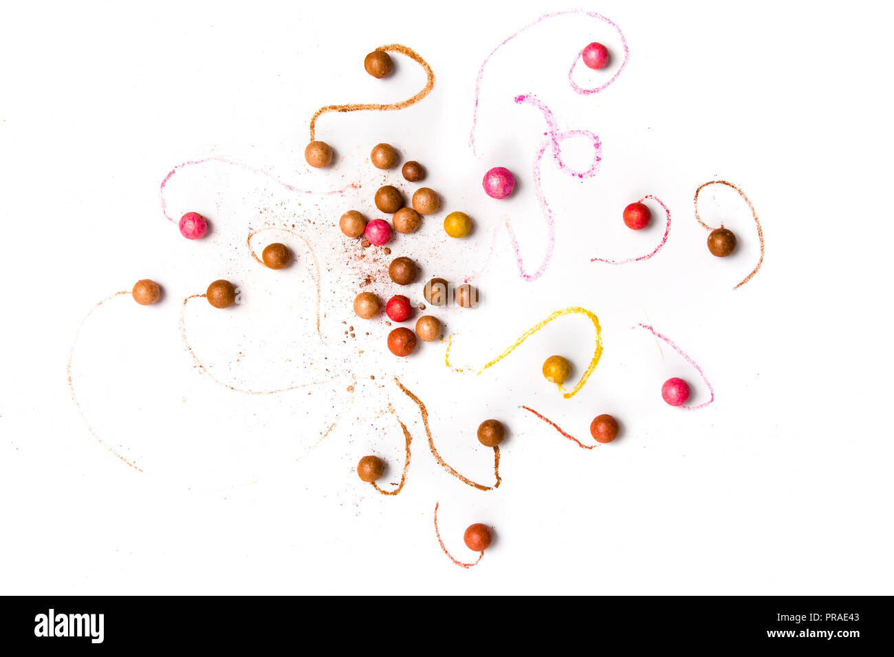 Pink and purple makeup balls on white background isolated Stock Photo ...