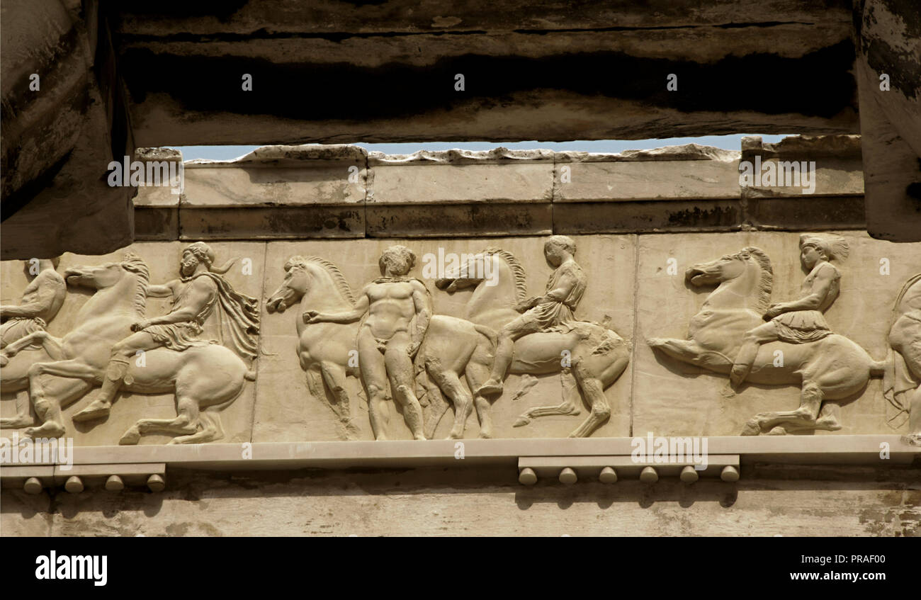 Greece. Athens. Acropolis. Parthenon. Classical temple dedicated to ...