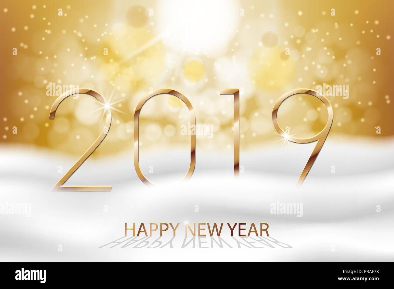 Gold glitter 2019 happy Stock Vector Images - Alamy