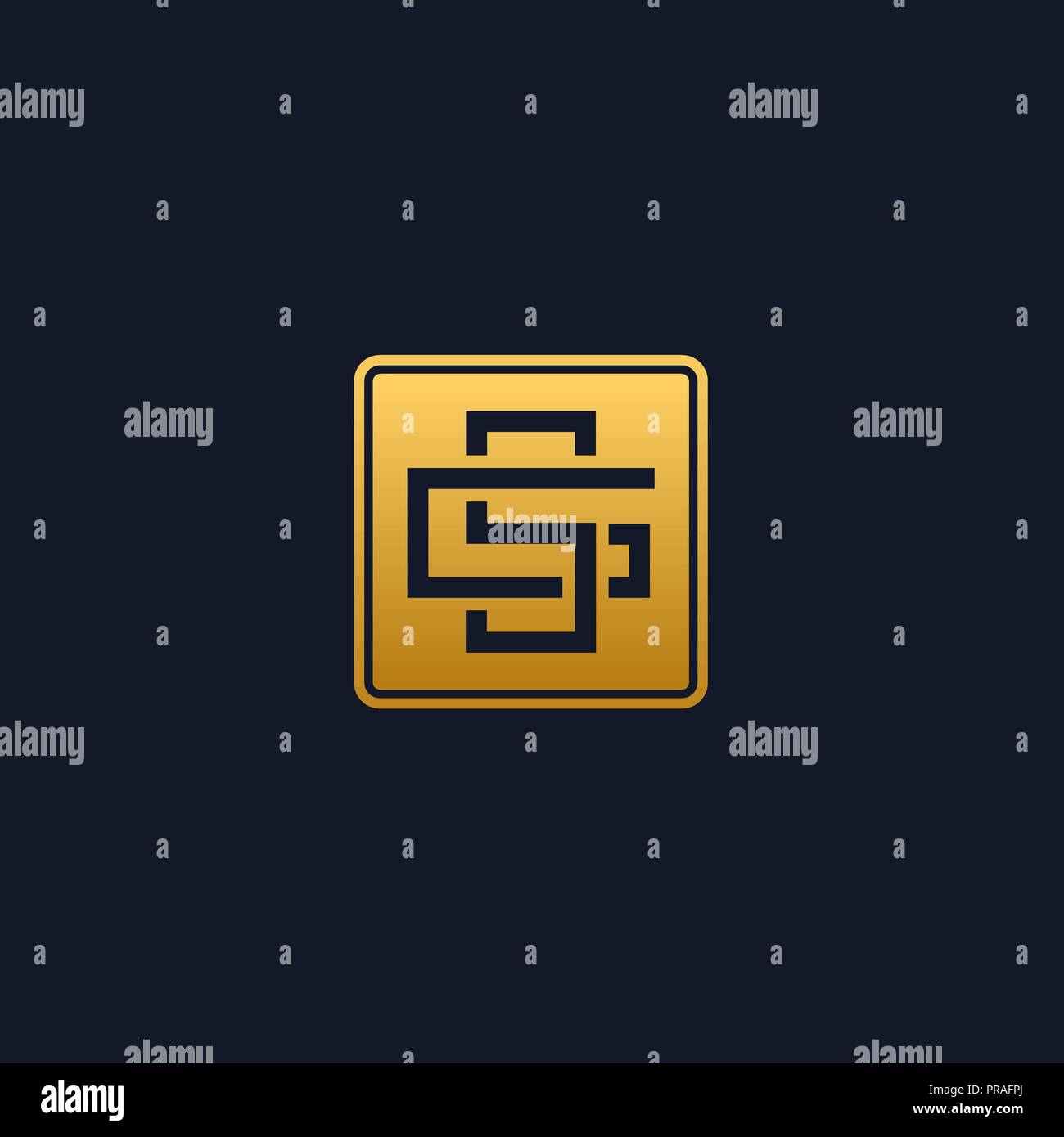 Creative Letter GS Logo concept design with gold color and square ...
