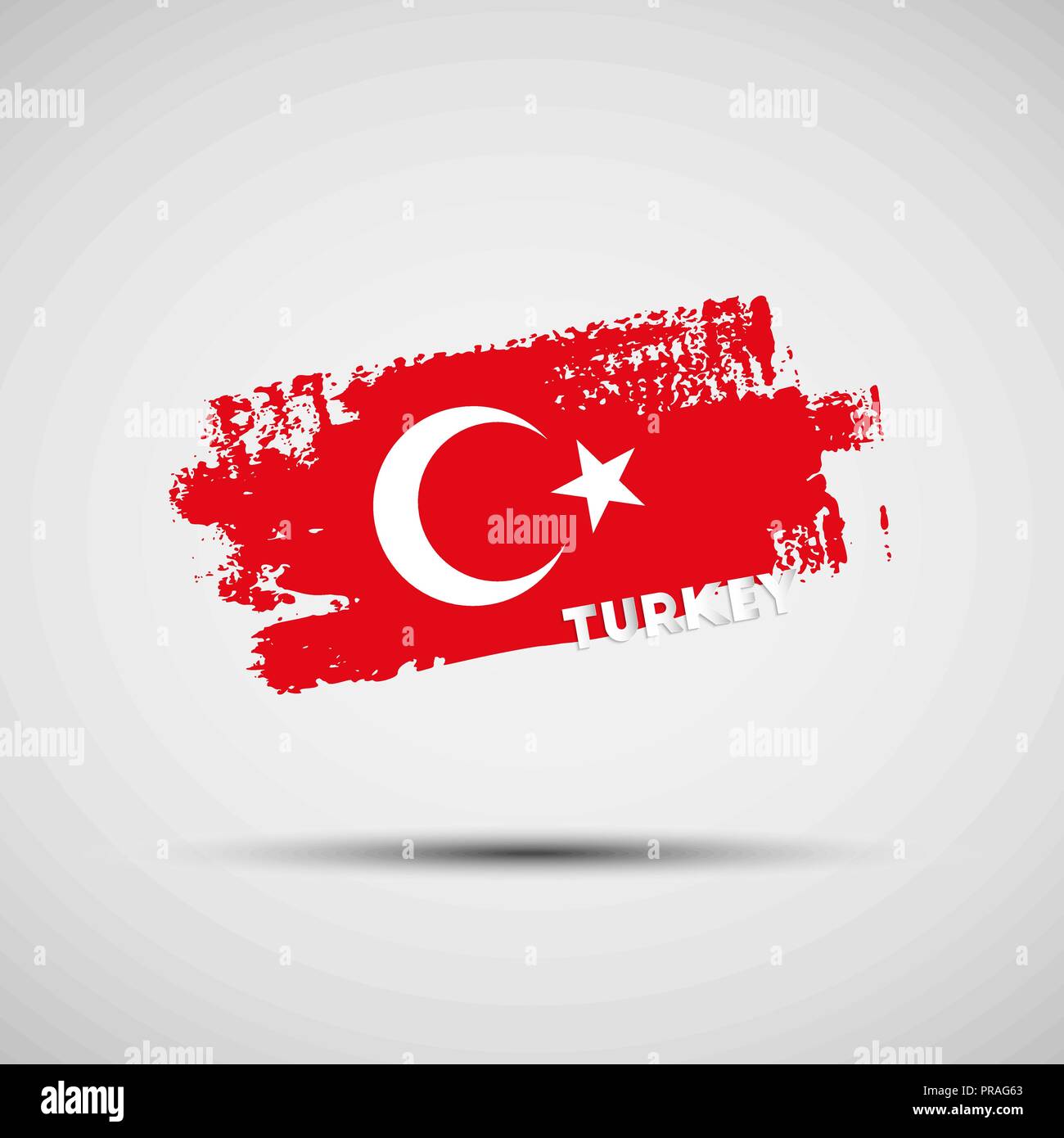 Flag of Turkey. Vector illustration of grunge brush stroke with Turkish ...