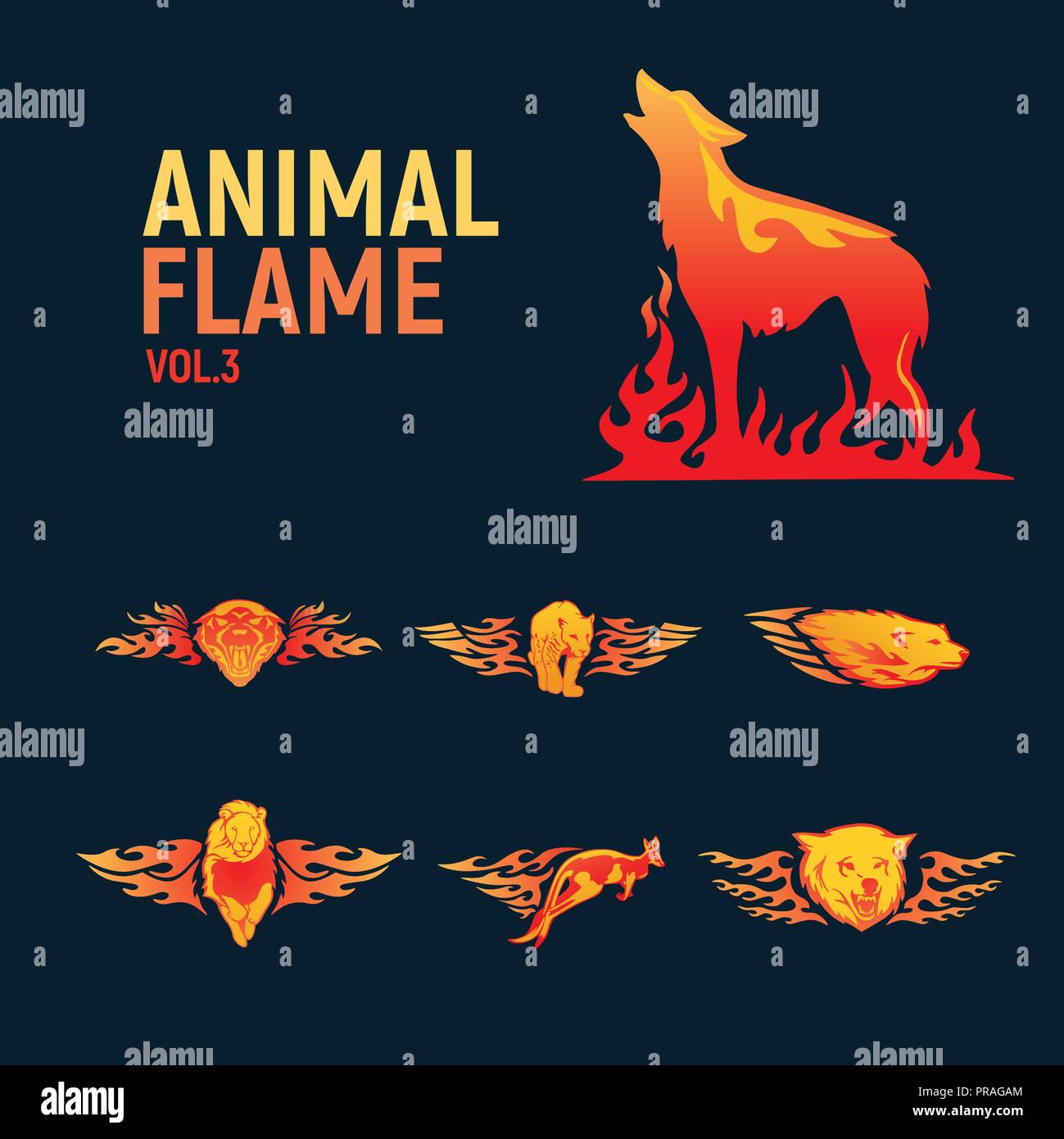 animal flame mascot set logo Stock Vector Image & Art - Alamy