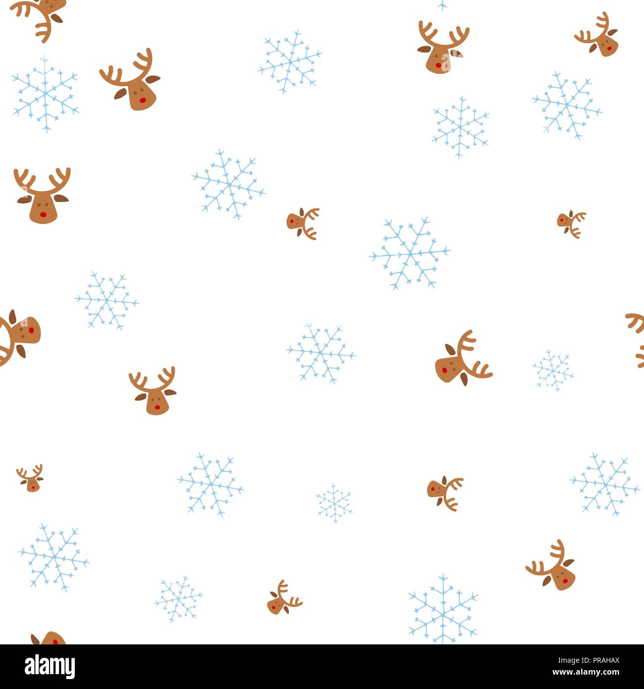 Christmas deer and snowflake seamless pattern. Isolated on a white ...