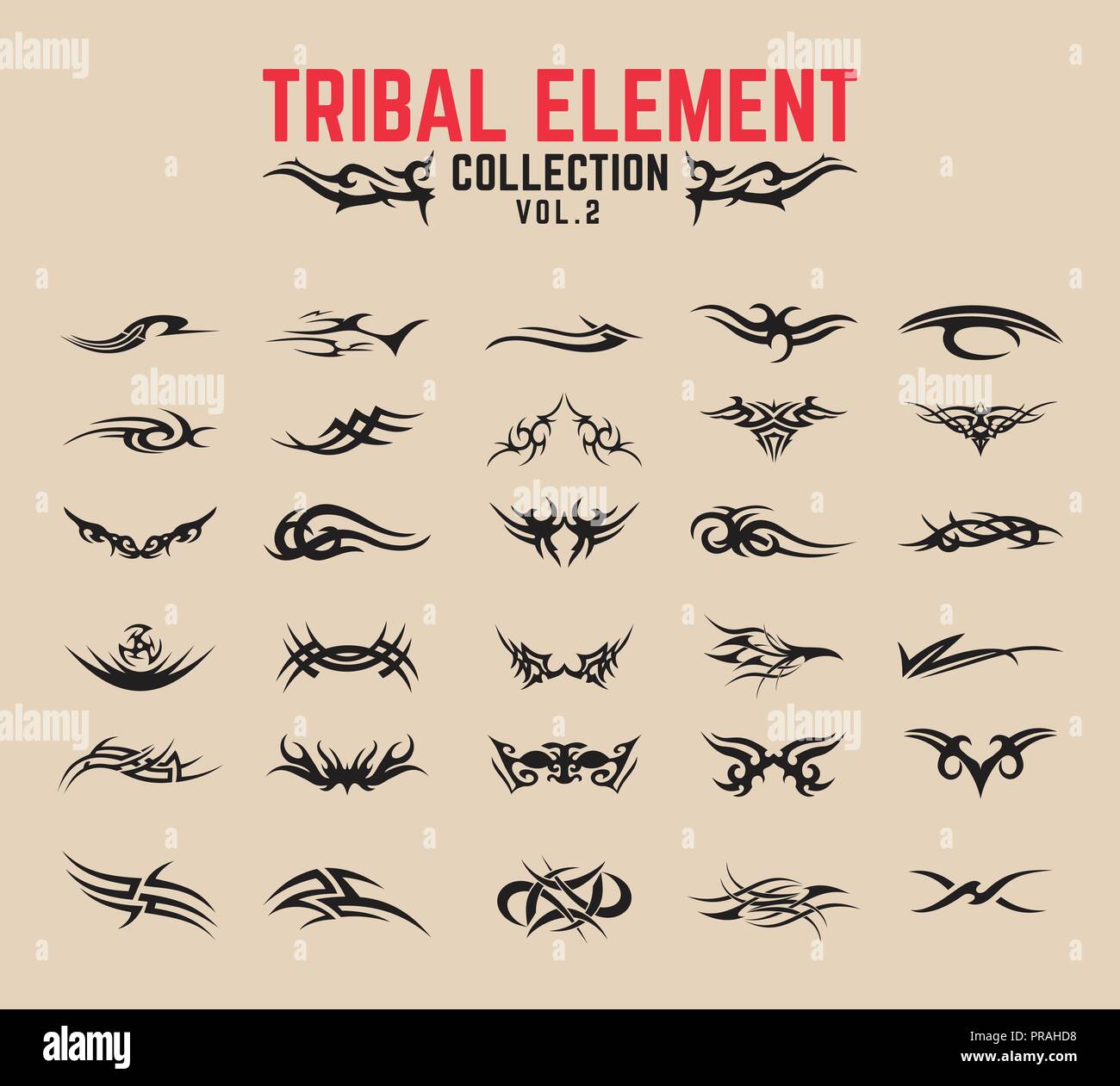 Tribal Tattoo Design Elements Set Stock Vector Image & Art - Alamy