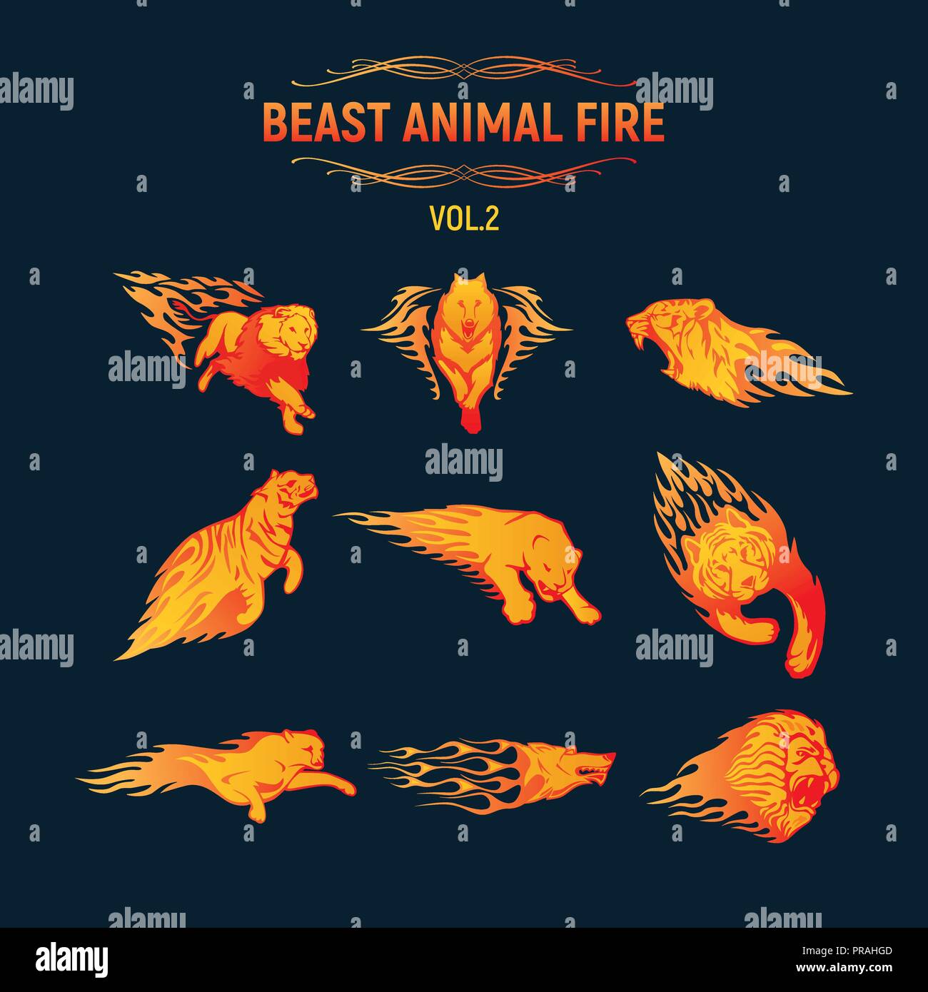 Beast Animal Flame Set Stock Vector Image & Art - Alamy