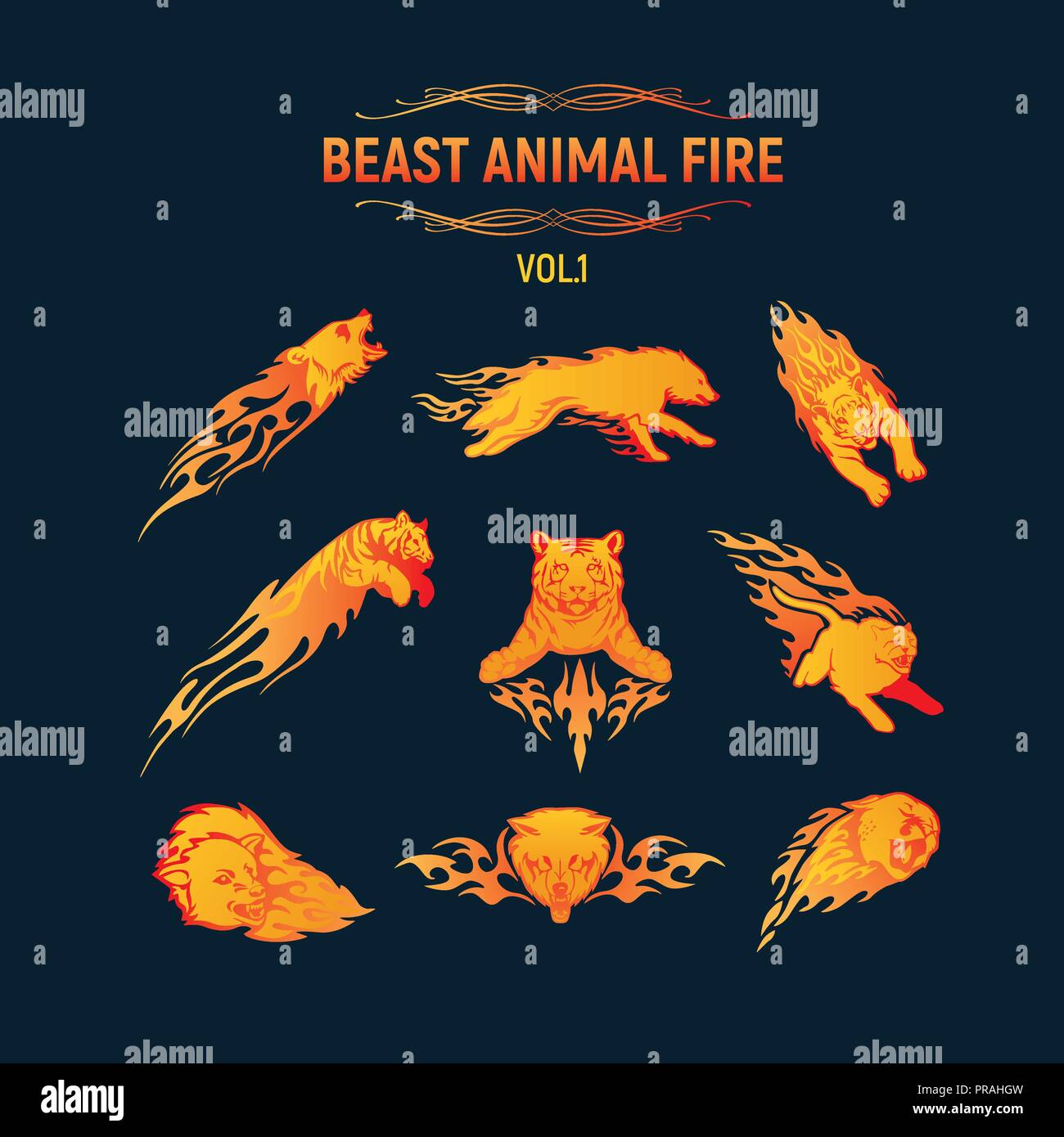 Beast Animal Flame Set Stock Vector Image & Art - Alamy