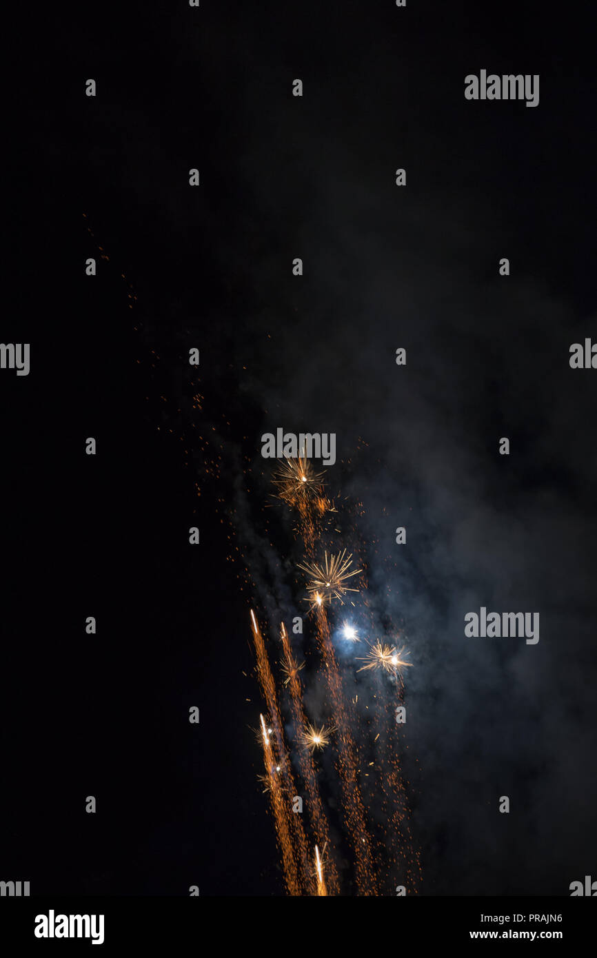 Orange Fireworks in the Night Stock Photo - Alamy