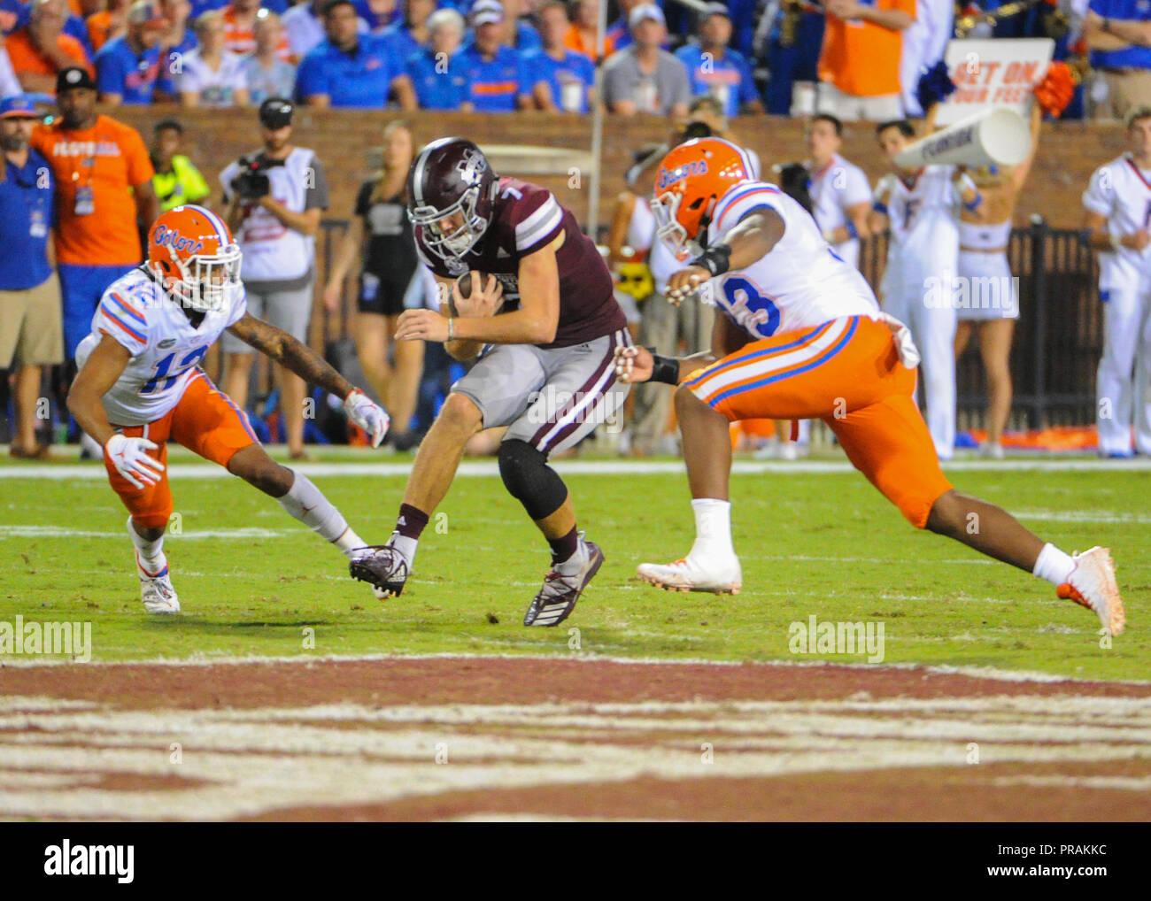 Starkville, MS, USA. 29th Sep, 2018. MSU QB, NICK FITZGERALD (7), runs ...
