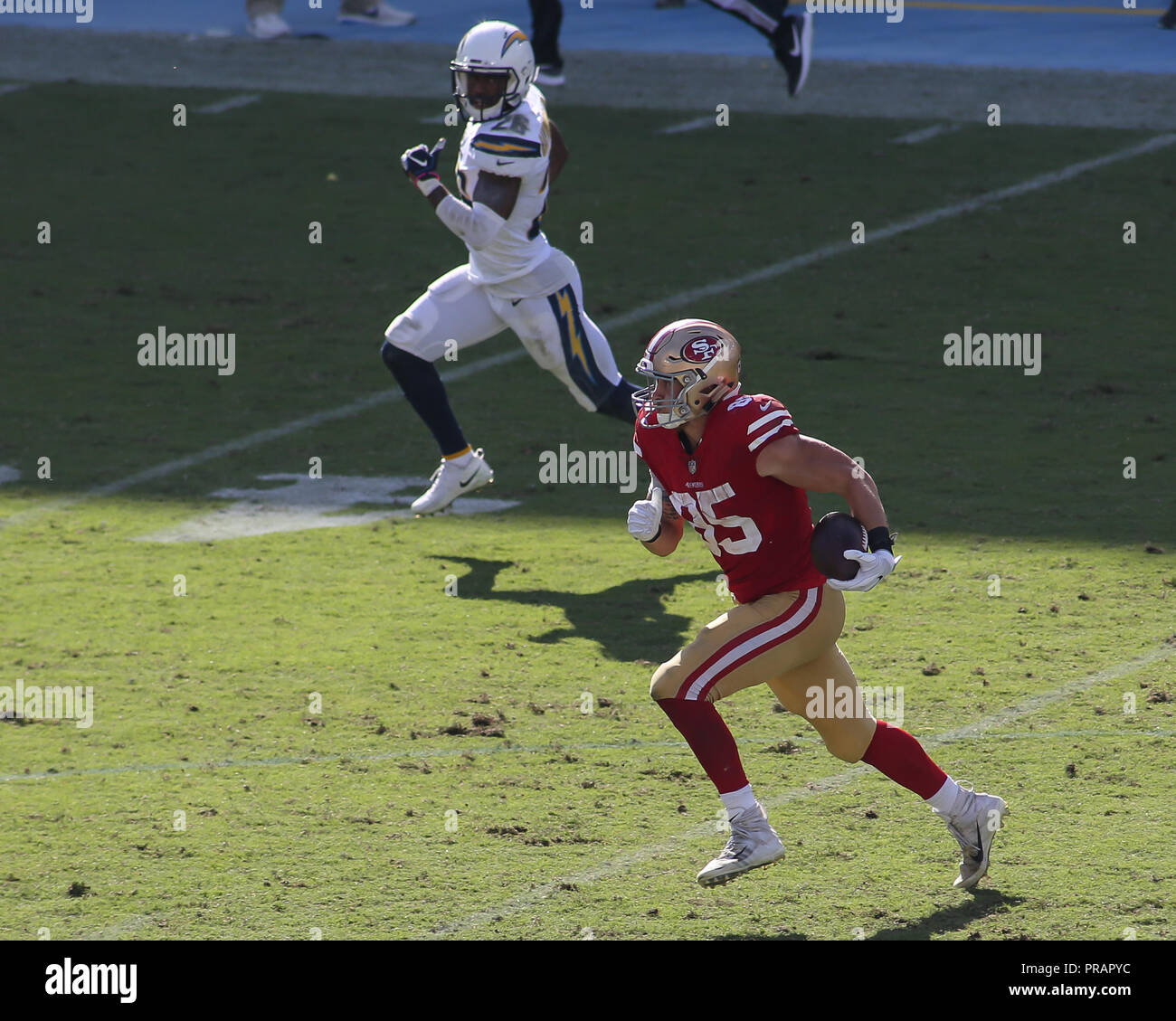 Carson, CA. 30th Sep, 2018. San Francisco 49ers tight end George Kittle ...