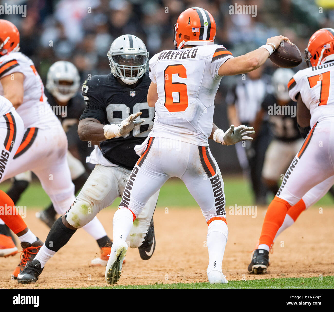 Oakland, California, USA. 30th Sep, 2018. Oakland Raiders defensive ...