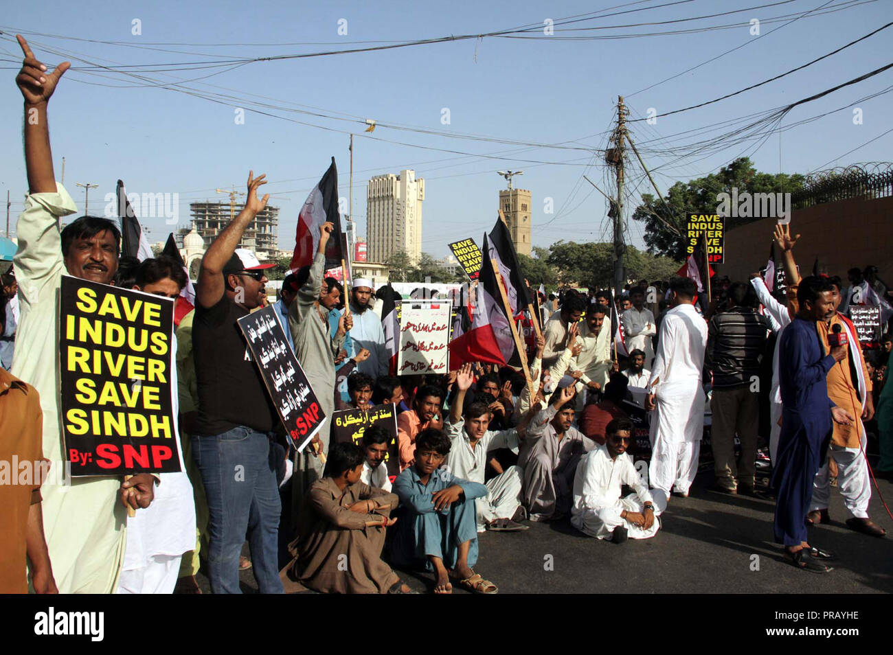 Activists of Sindh National Party (SNP) are holding protest ...