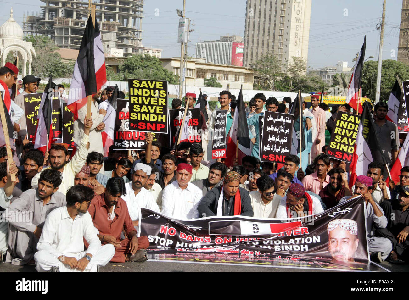 Activists of Sindh National Party (SNP) are holding protest ...