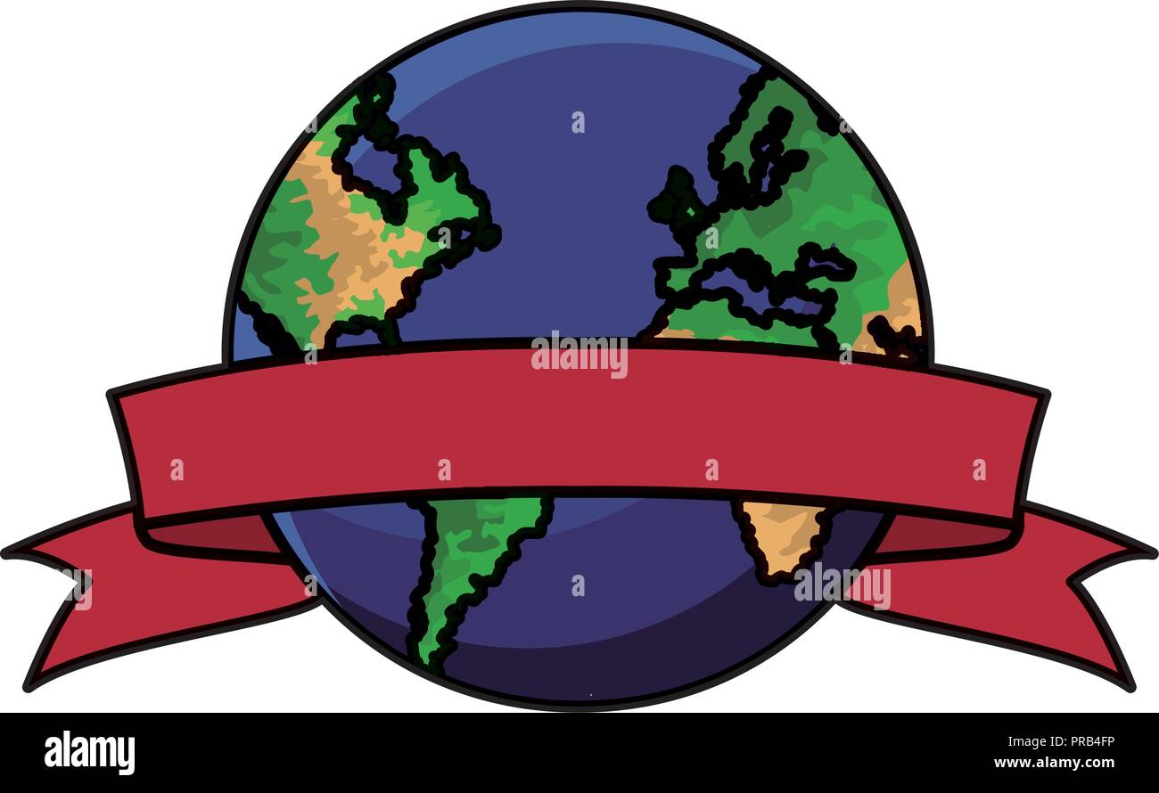 Earth world blank ribbon banner Stock Vector Image & Art - Alamy
