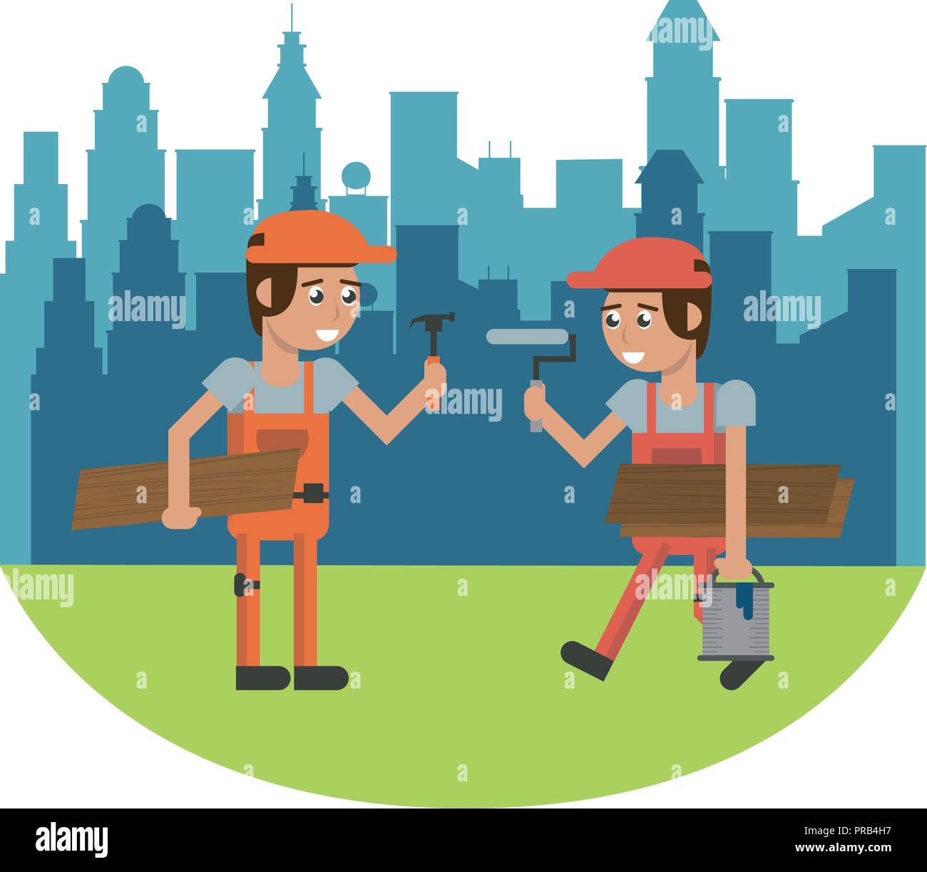 Constuction workers geometric cartoons Stock Vector Image & Art - Alamy