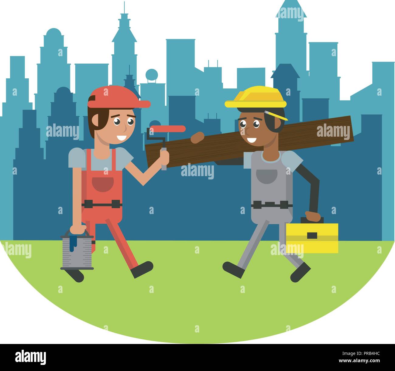 Constuction workers geometric cartoons Stock Vector Image & Art - Alamy