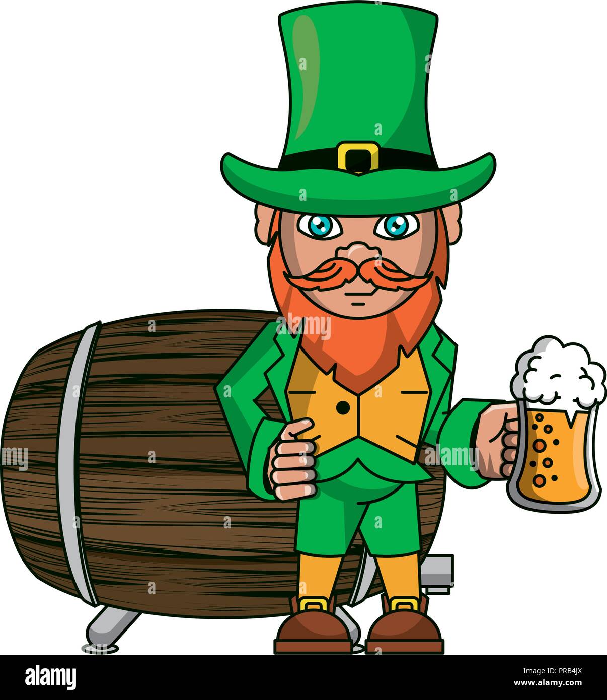 Irish elf with beer cup and barrel Stock Vector Image & Art - Alamy