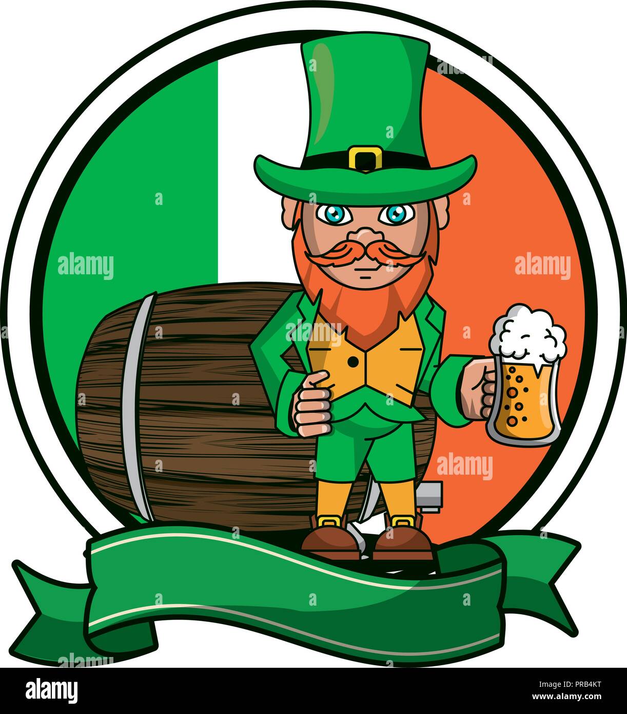 Irish elf with beer cup and barrel Stock Vector Image & Art - Alamy