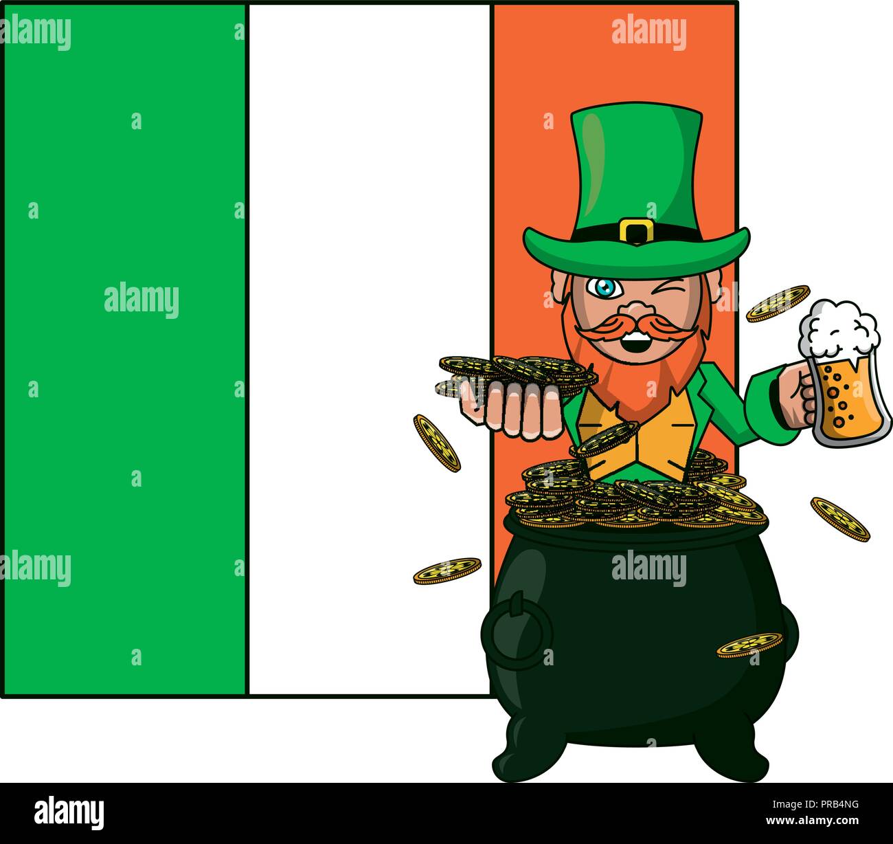 Irish elf with pot coins and beer cup Stock Vector Image & Art - Alamy