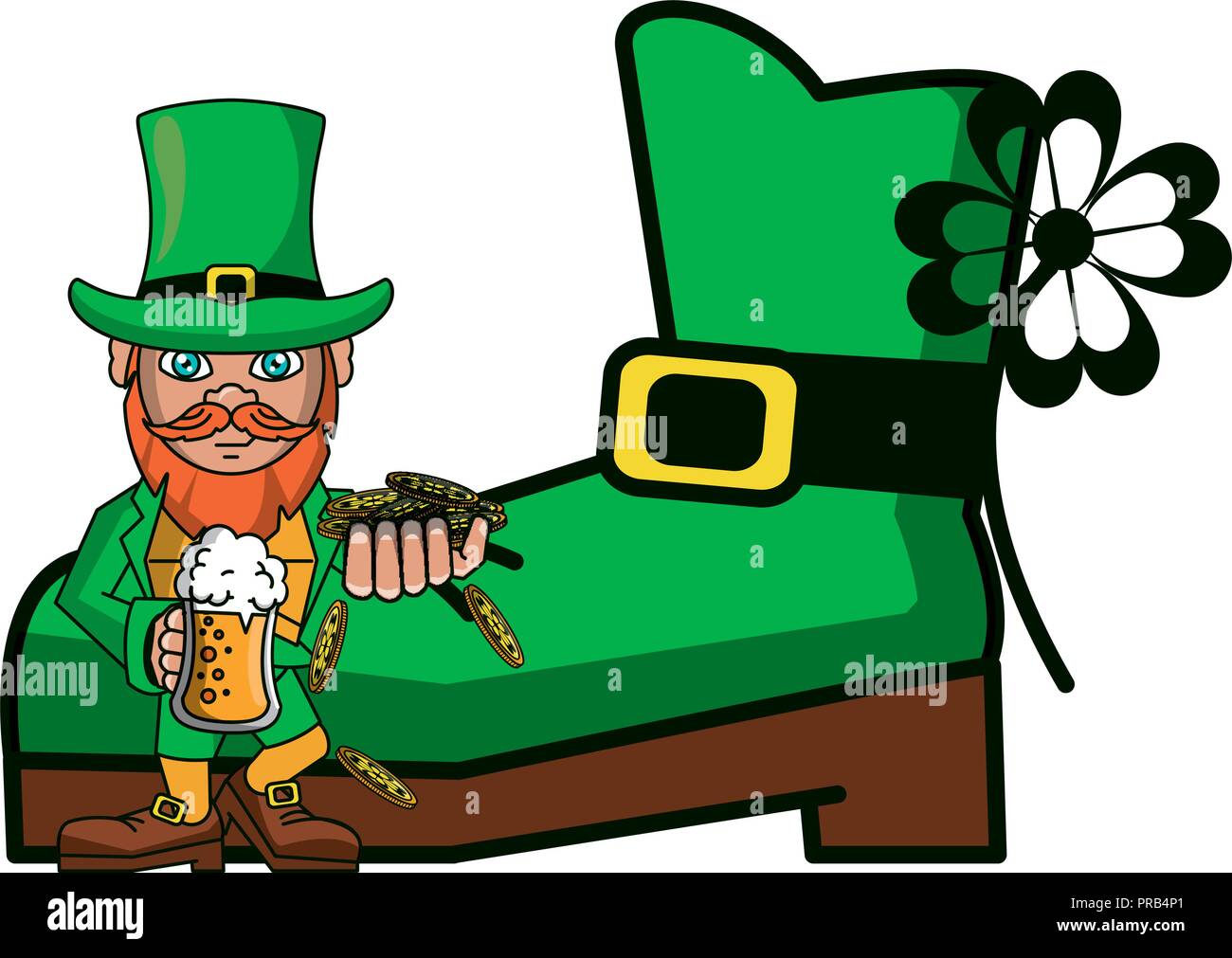 Irish elf with beer and coins Stock Vector Image & Art - Alamy