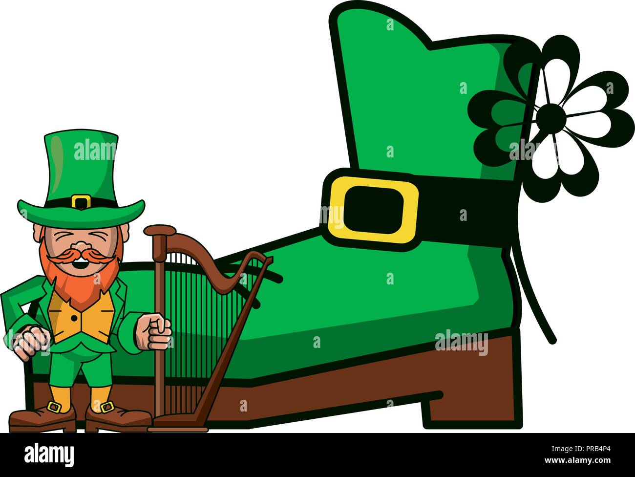 Irish elf with harp cartoon Stock Vector Image & Art - Alamy