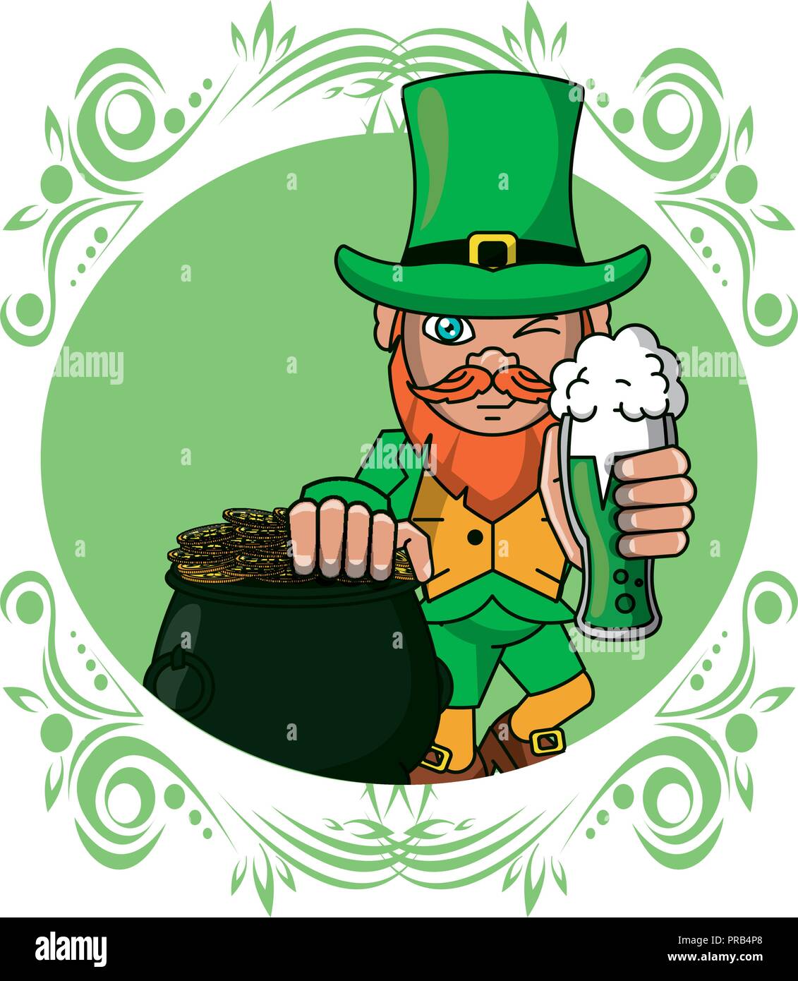 Irish elf with beer cup and pot coins Stock Vector Image & Art - Alamy