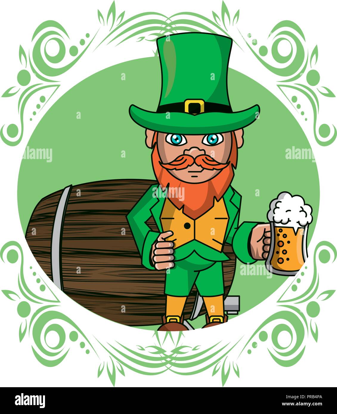 Irish elf with beer cup and barrel Stock Vector Image & Art - Alamy