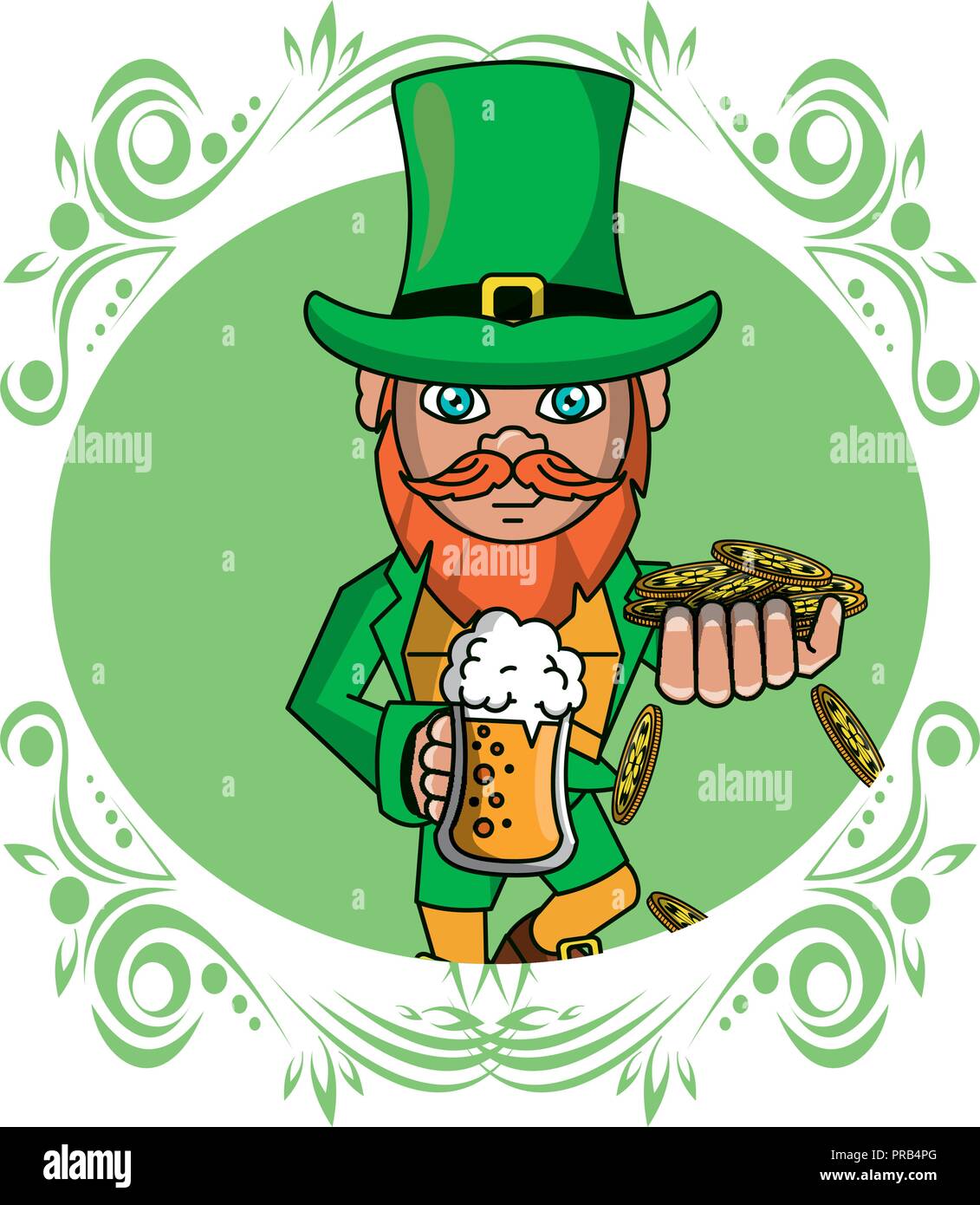 Irish elf with beer and coins Stock Vector Image & Art - Alamy