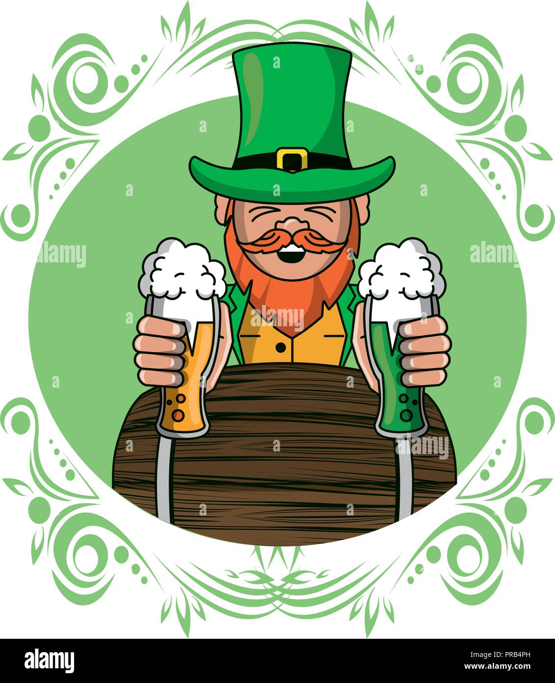 Irish elf with beer cups and barrel Stock Vector Image & Art - Alamy