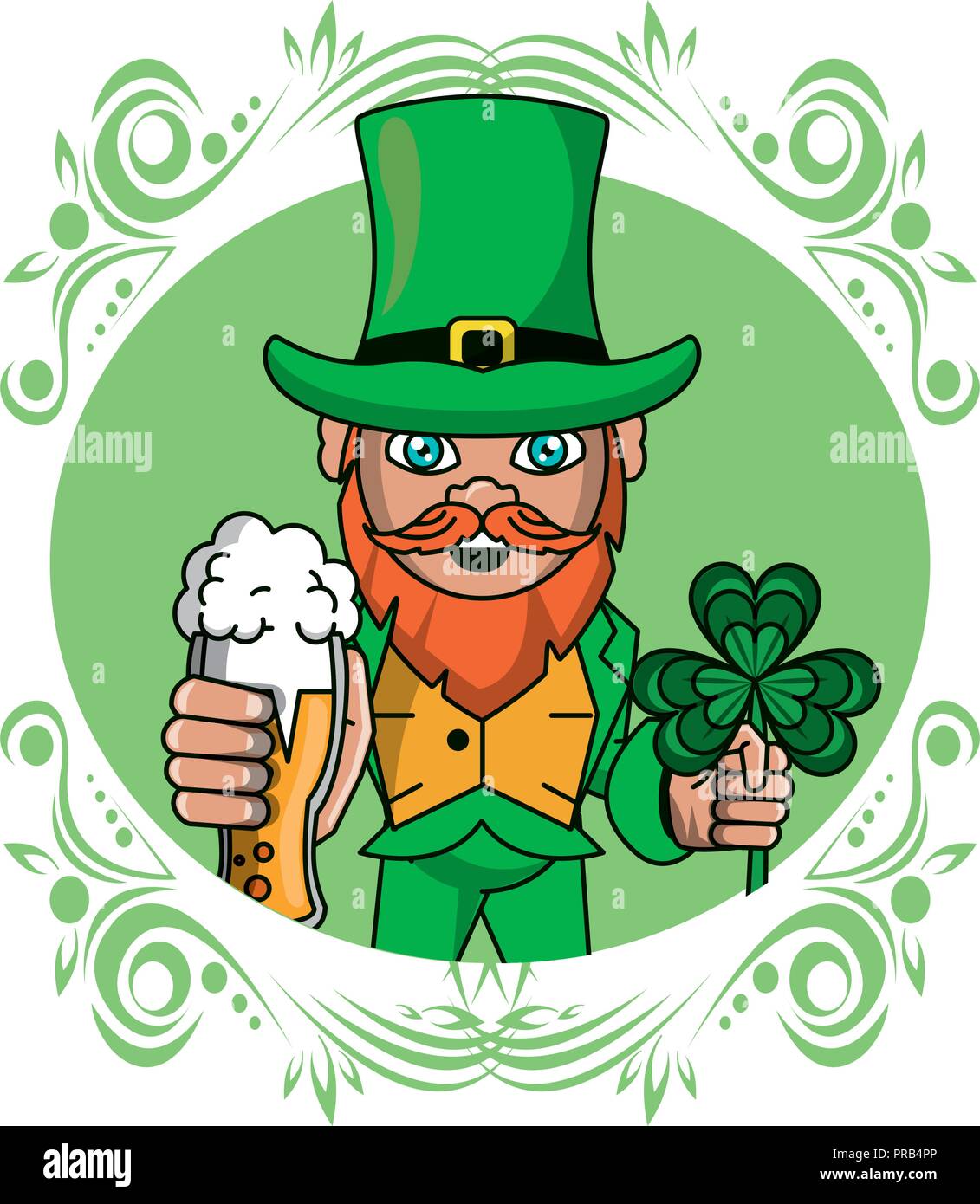 Irish elf with beer and clover cartoon Stock Vector Image & Art - Alamy