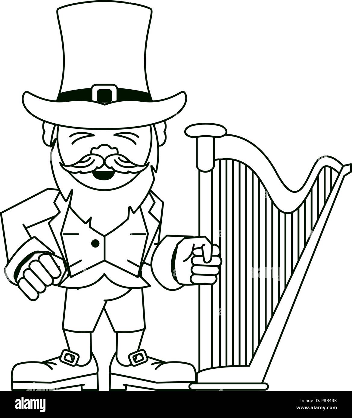 Irish elf with harp cartoon Stock Vector Image & Art - Alamy