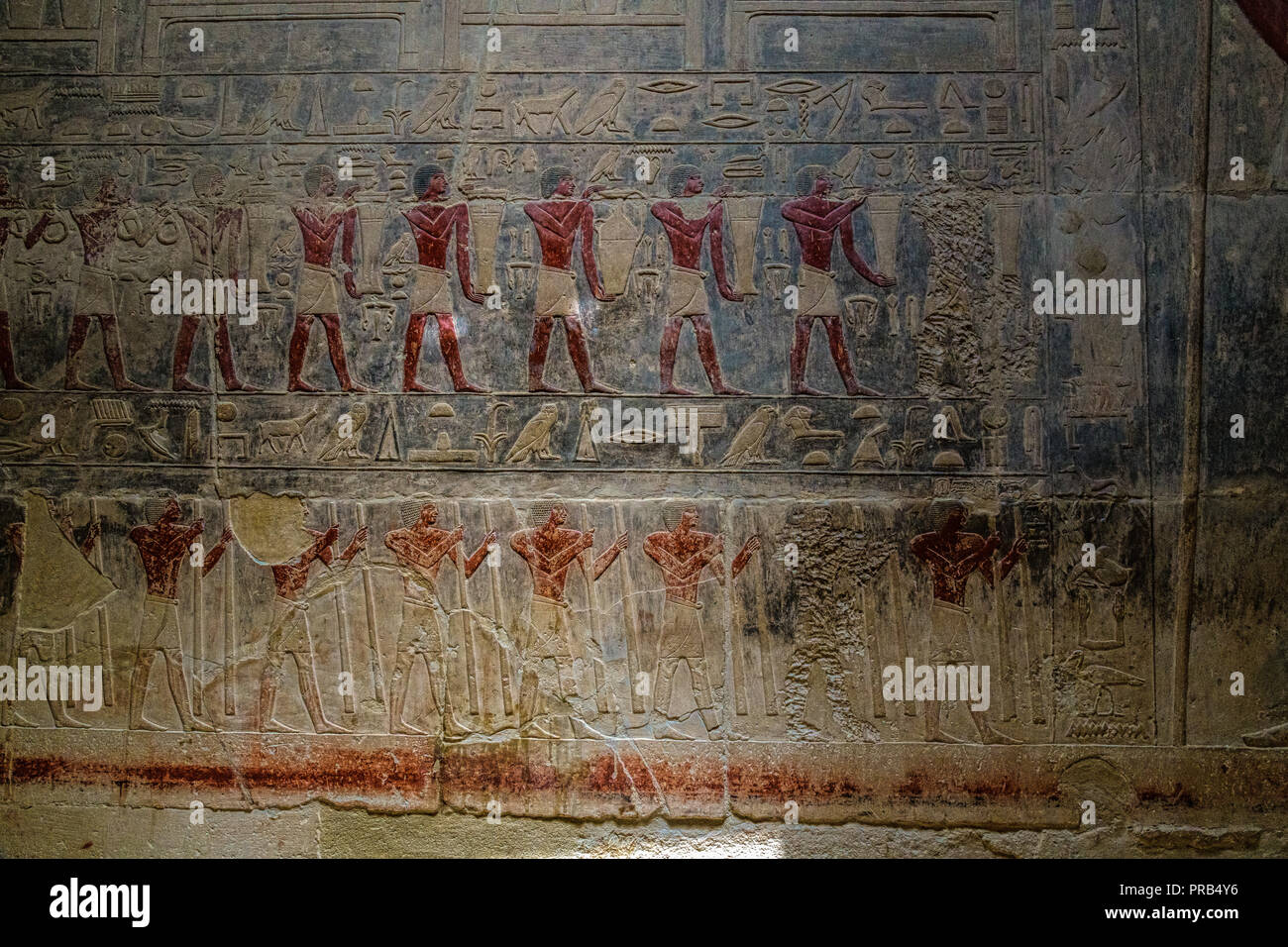 Wall fresco of men carrying jars of provisions for the afterlife in the ...