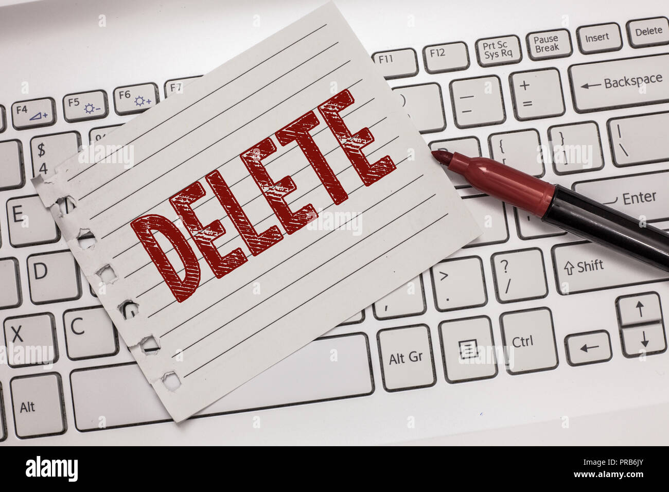 Text sign showing Delete. Conceptual photo remove or obliterate written ...