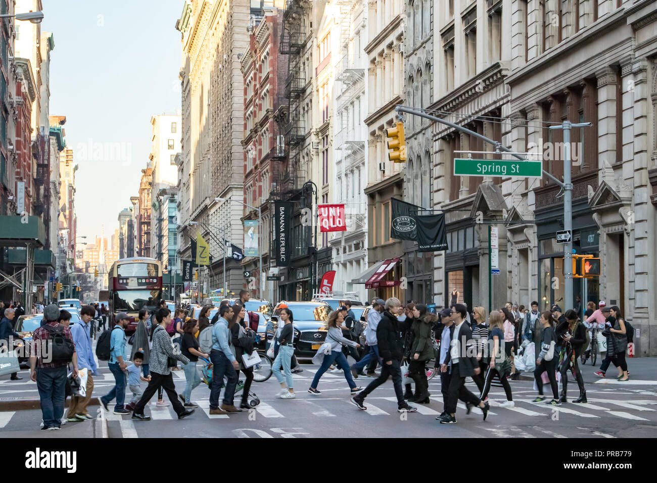 NEW YORK CITY, CIRCA 2018: Busy crowds of people walk across the ...