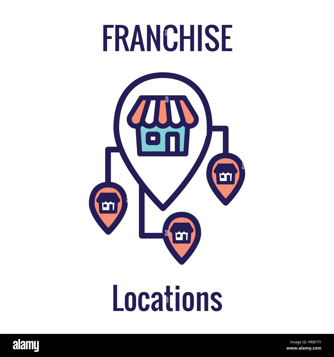 Franchise Icon w Home Office, corporate Headquarters and Franchisee ...