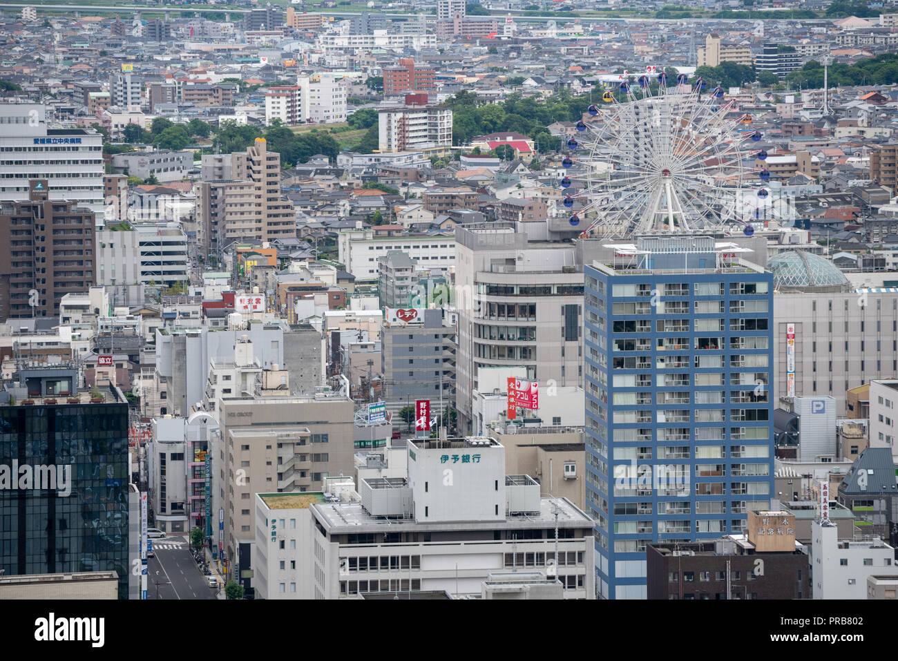 Landscape of Matsuyama city from Matsuyama castle - Japan Stock Photo ...