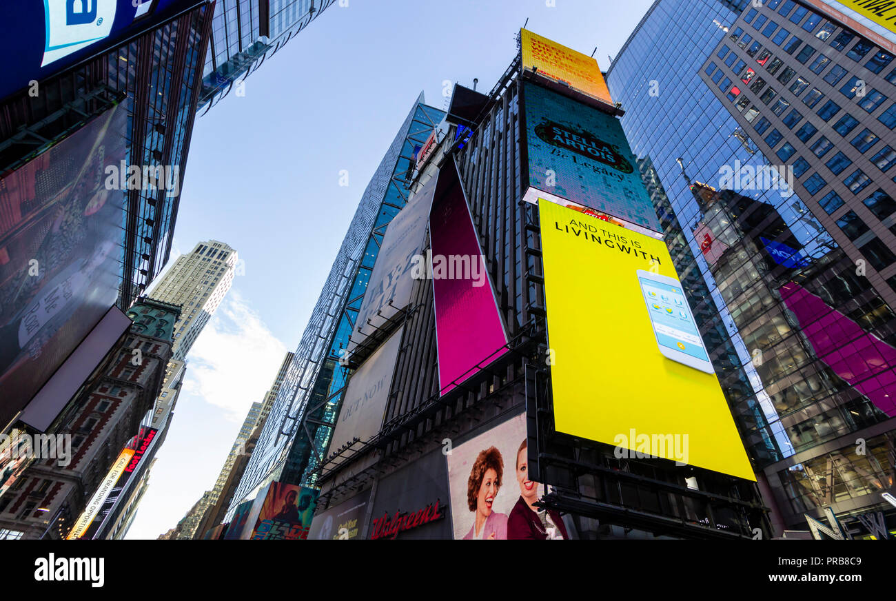 New York City, USA - October 10, 2017: Street view of the buildings of ...