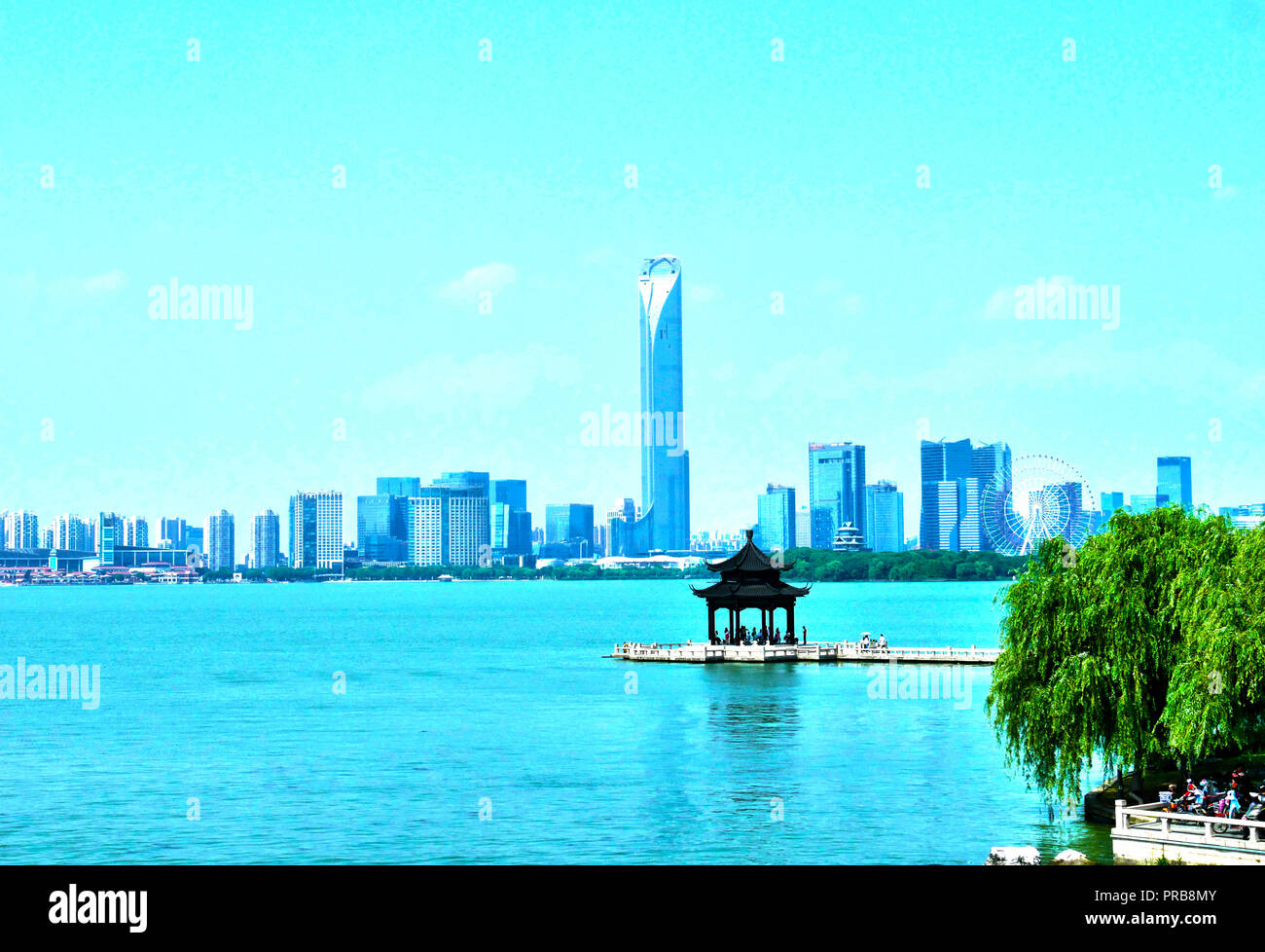 Jinji lake, Suzhou, big tower Stock Photo - Alamy
