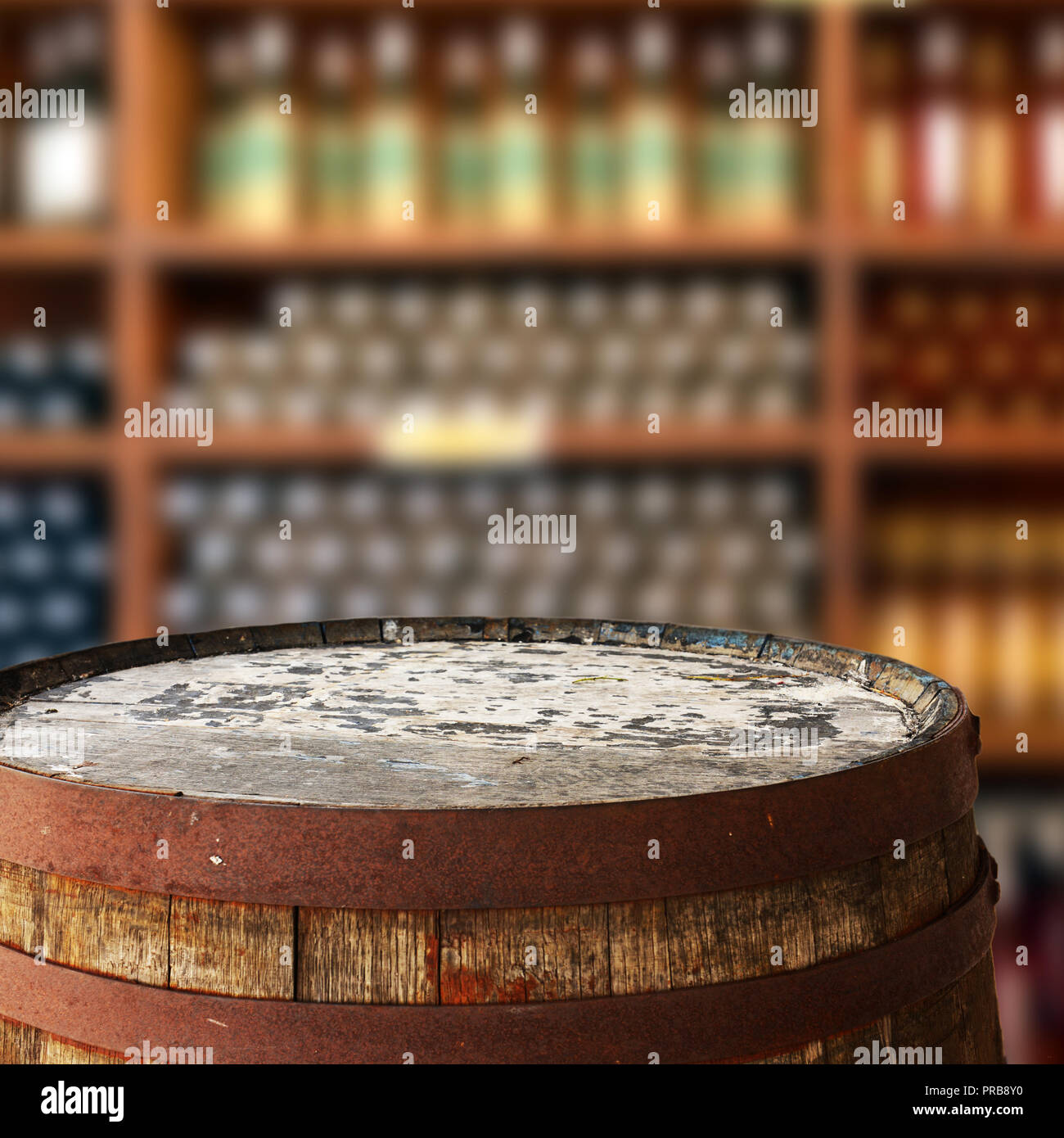 Barrel top as background for display montages Stock Photo - Alamy
