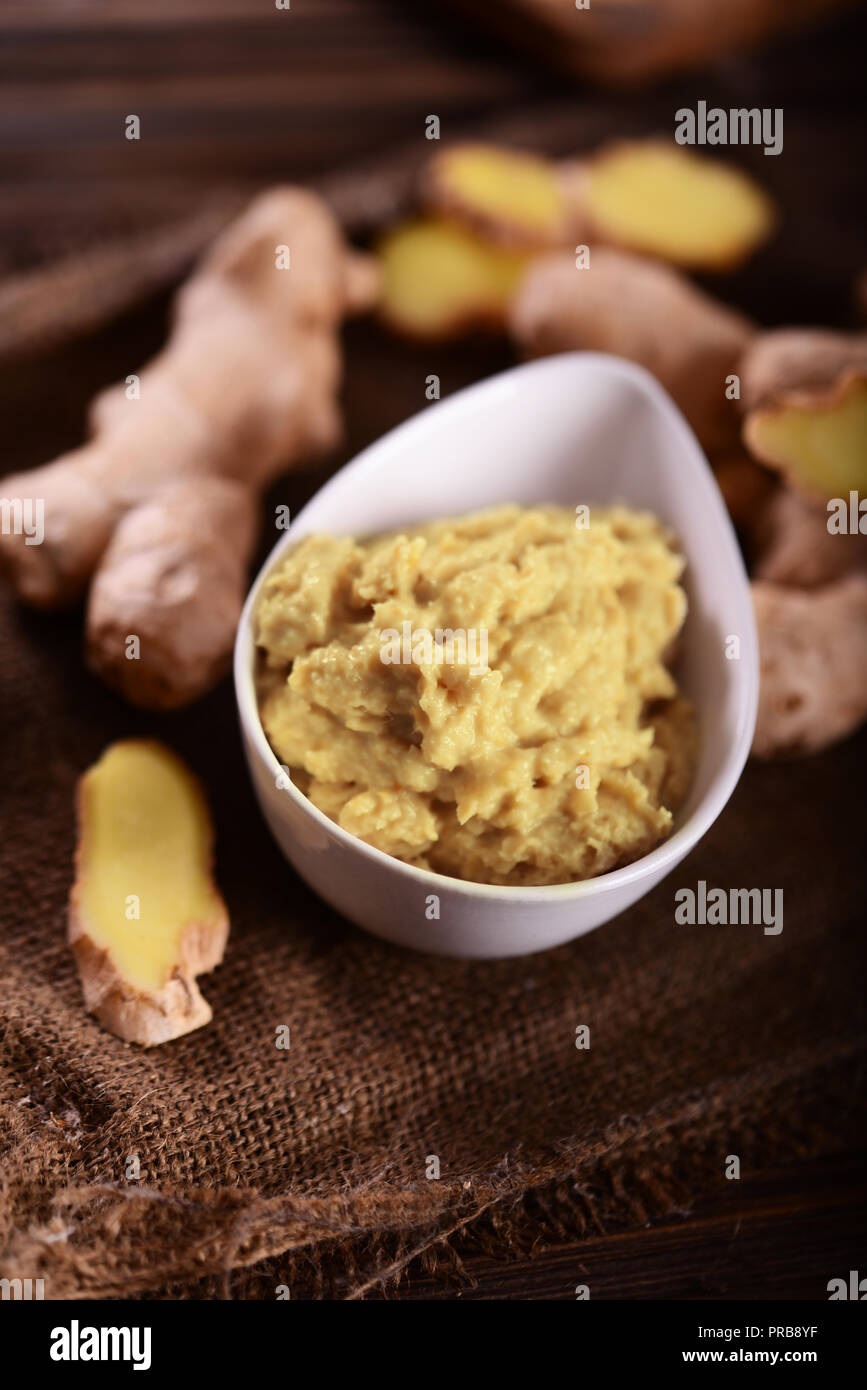 Grated ginger close up Stock Photo - Alamy
