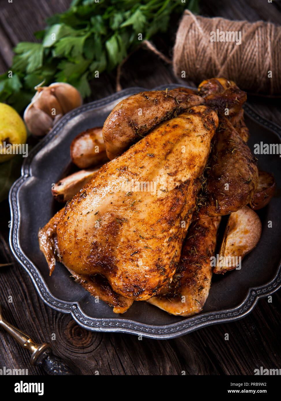 Roasted guinea fowl Stock Photo - Alamy