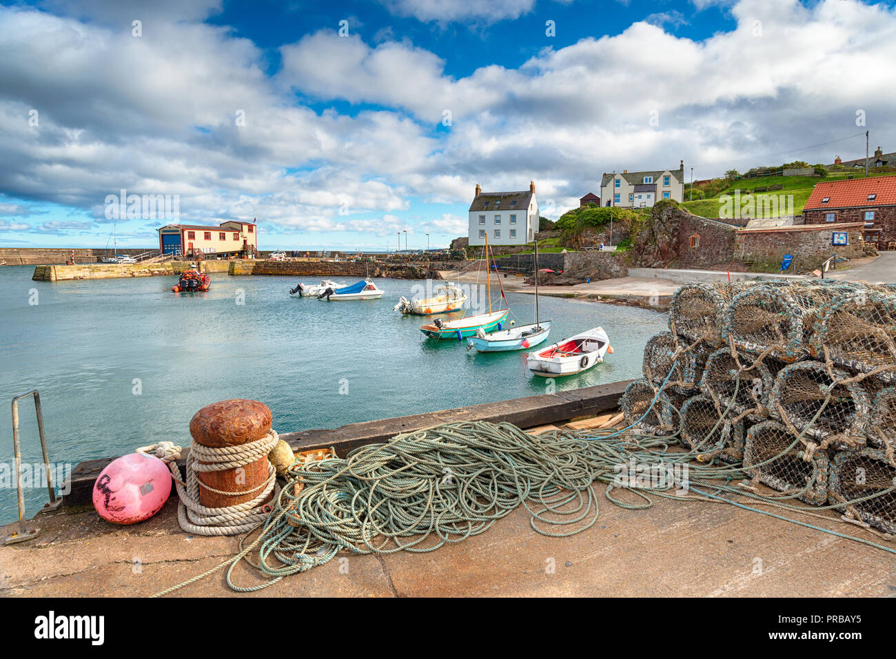 The harbour at St Abbs, a pretty fishing village near Eyemouth on the ...