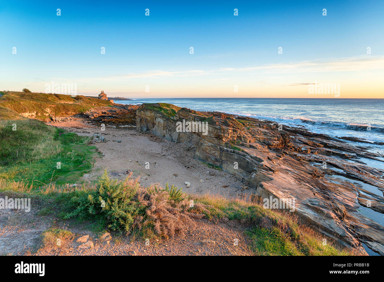 The beach at Howick in Northumberland, looking out to the Old Bathing ...