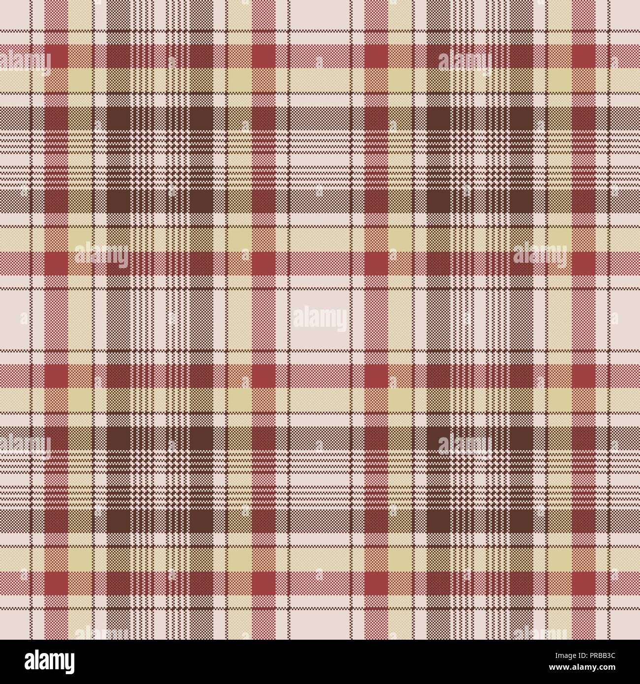 Brown plaid pixel fabric texture seamless pattern. Vector illustration ...