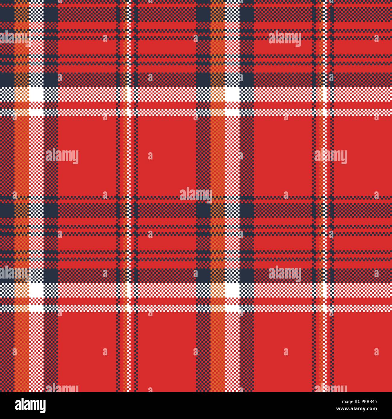 Red plaid fabric texture pixel seamless pattern. Vector illustration ...