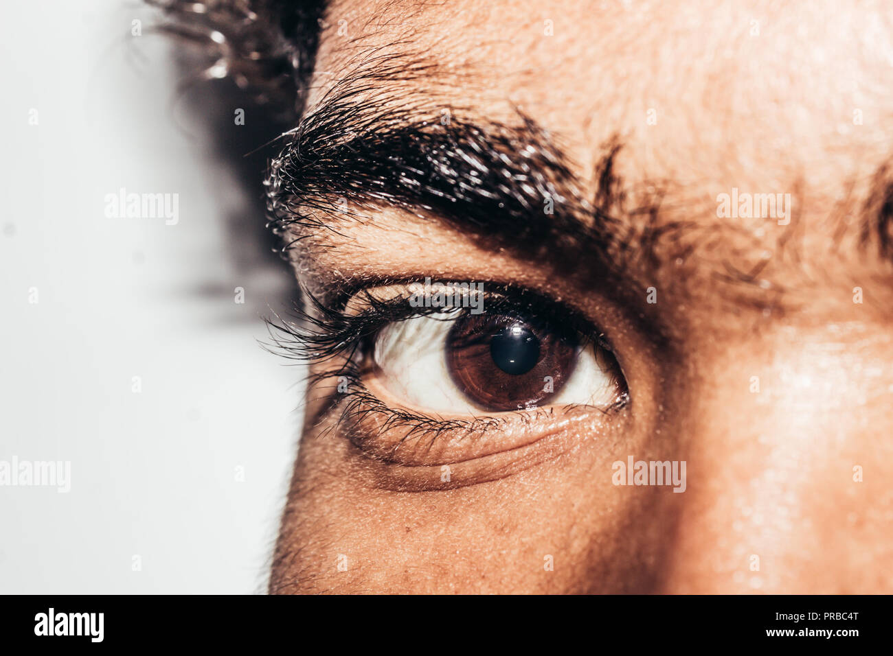 Macro shot of young man's eye: The human eye sideways, Close-up ...