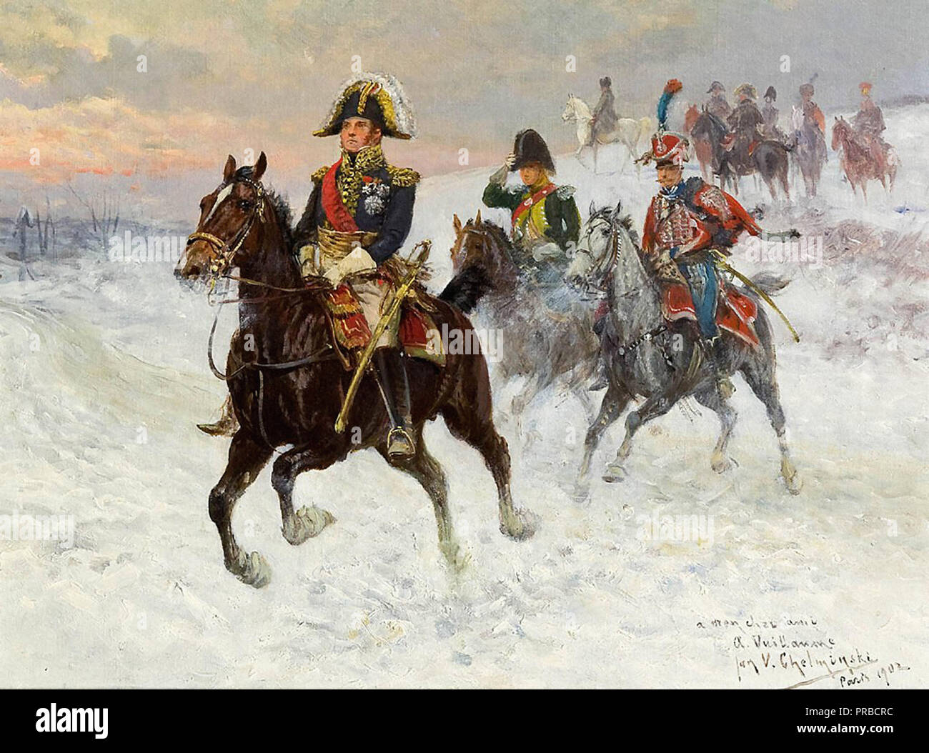Chelminski Jan Van Marshal Ney And Napoleon With Soldiers During The Invasion Of Russia Stock