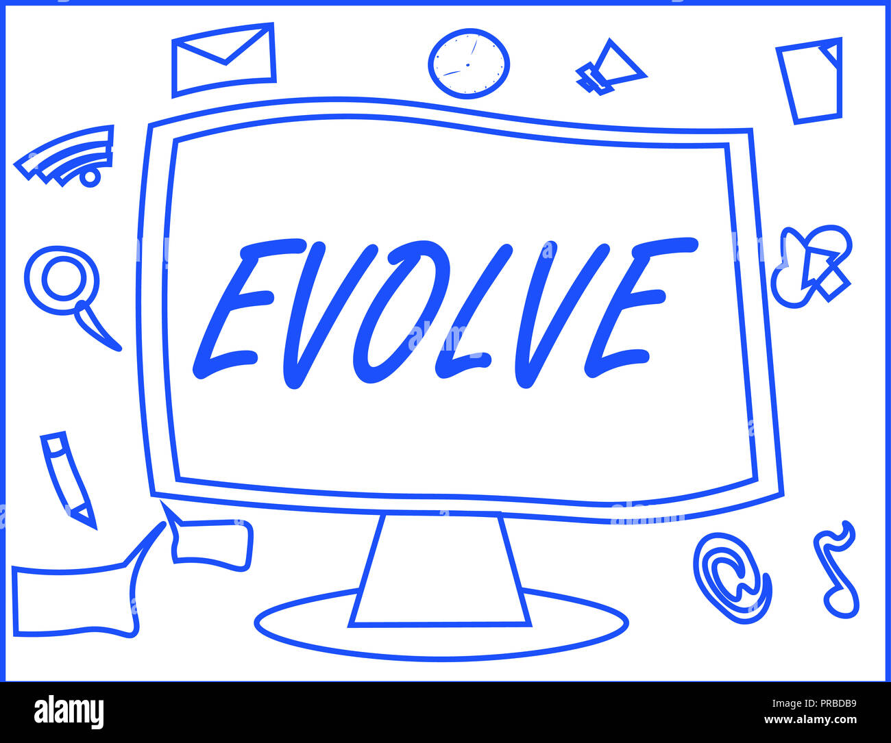 Handwriting text writing Evolve. Concept meaning develop gradually ...