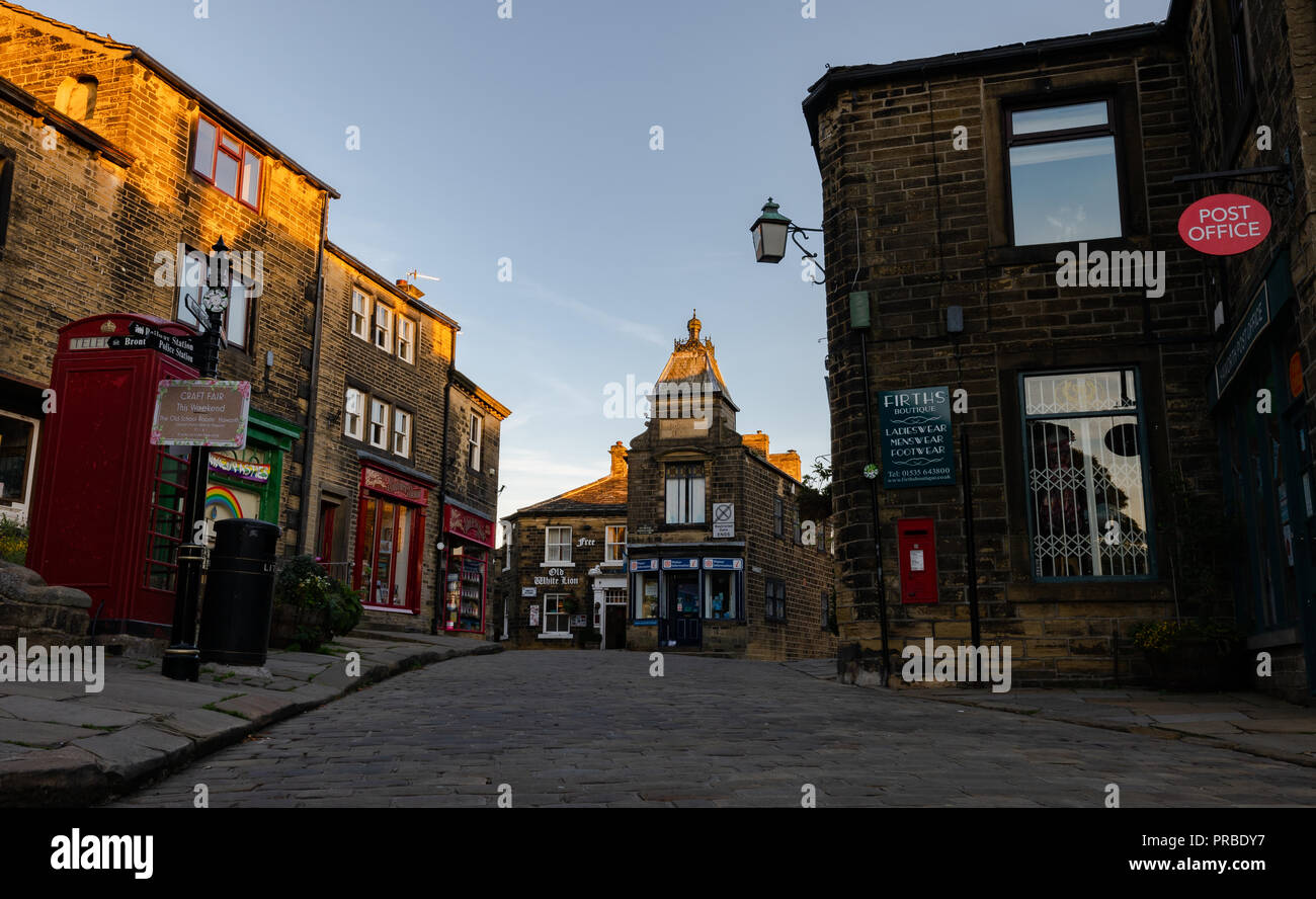 Early Autumn morning in the famous village of Haworth in West Yorkshire ...