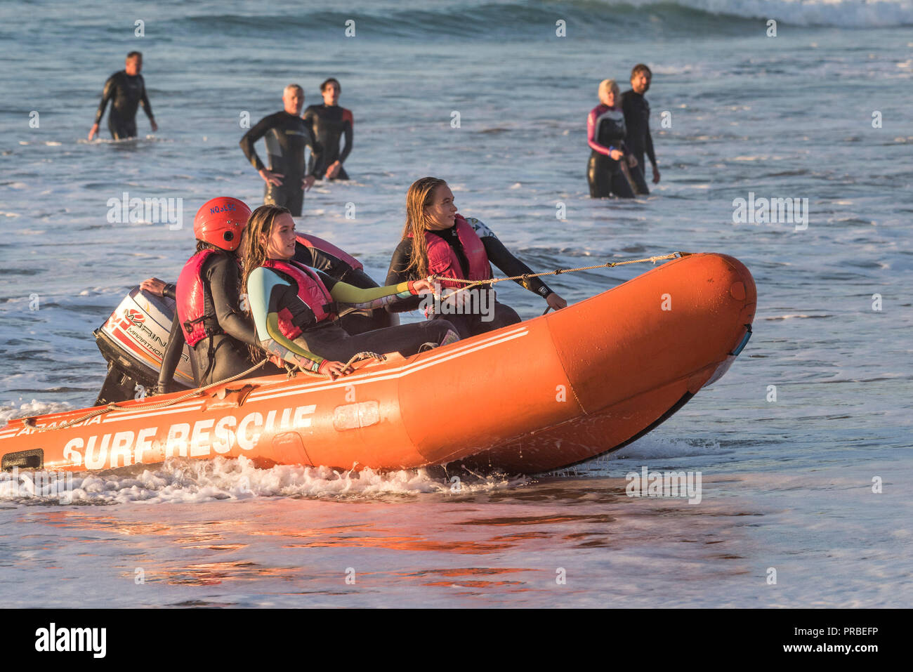 The passengers and crew of a Surf Rescue RIB bracing themselves for ...
